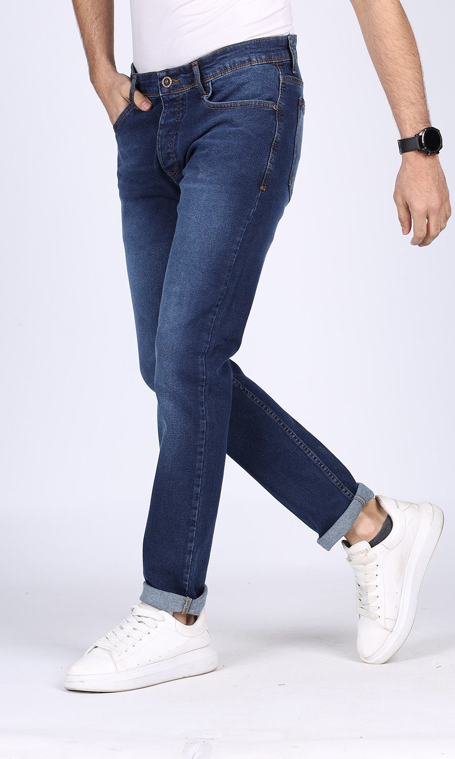 Firewood Basic Five Pocket Jeans, Dark Blue